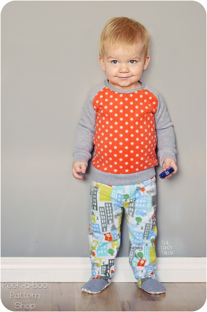 Happy Feet Pajamas Pattern: 2-piece Footed Pajamas, Footed Pants - Etsy