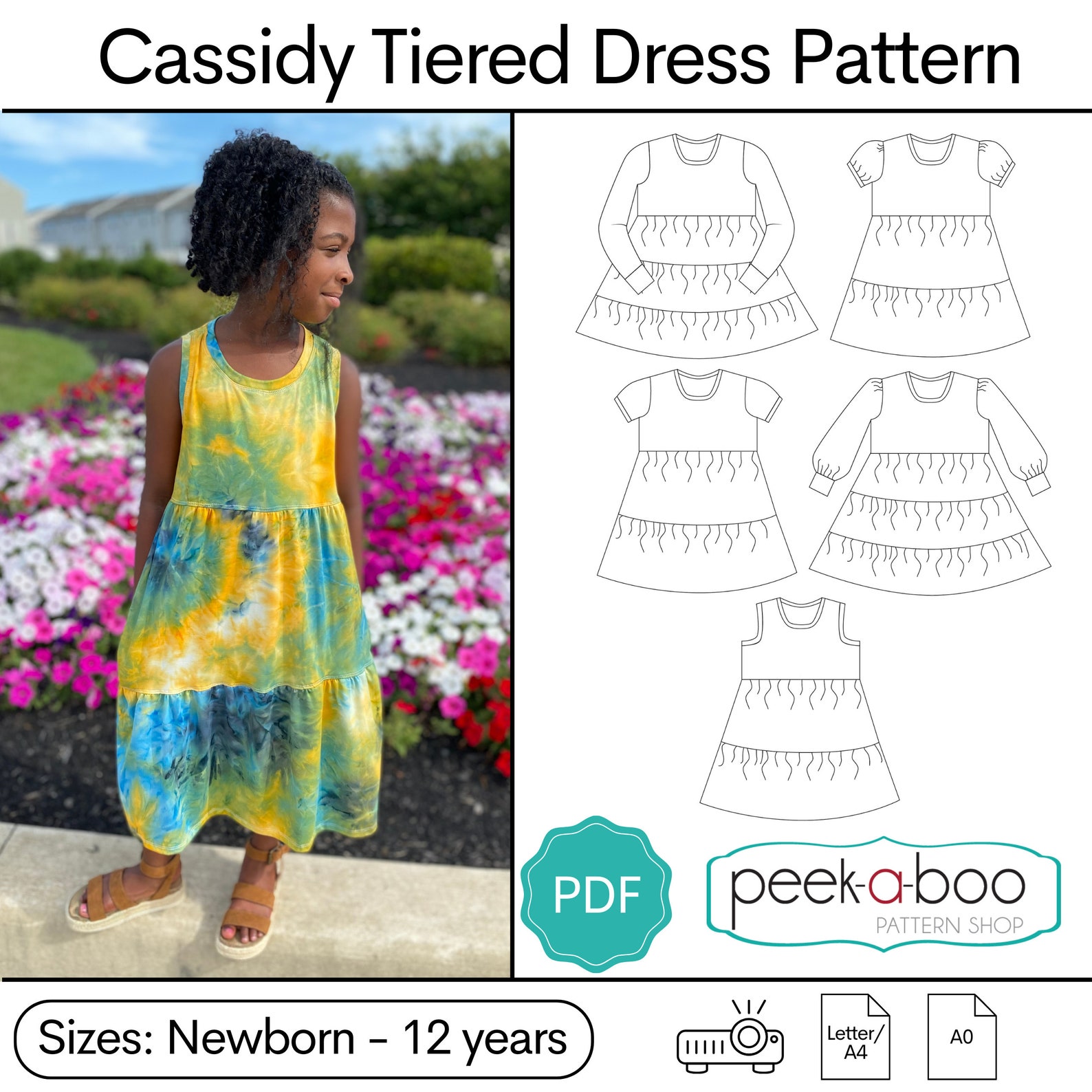 Cassidy Girl's Tiered Dress Pattern - Etsy