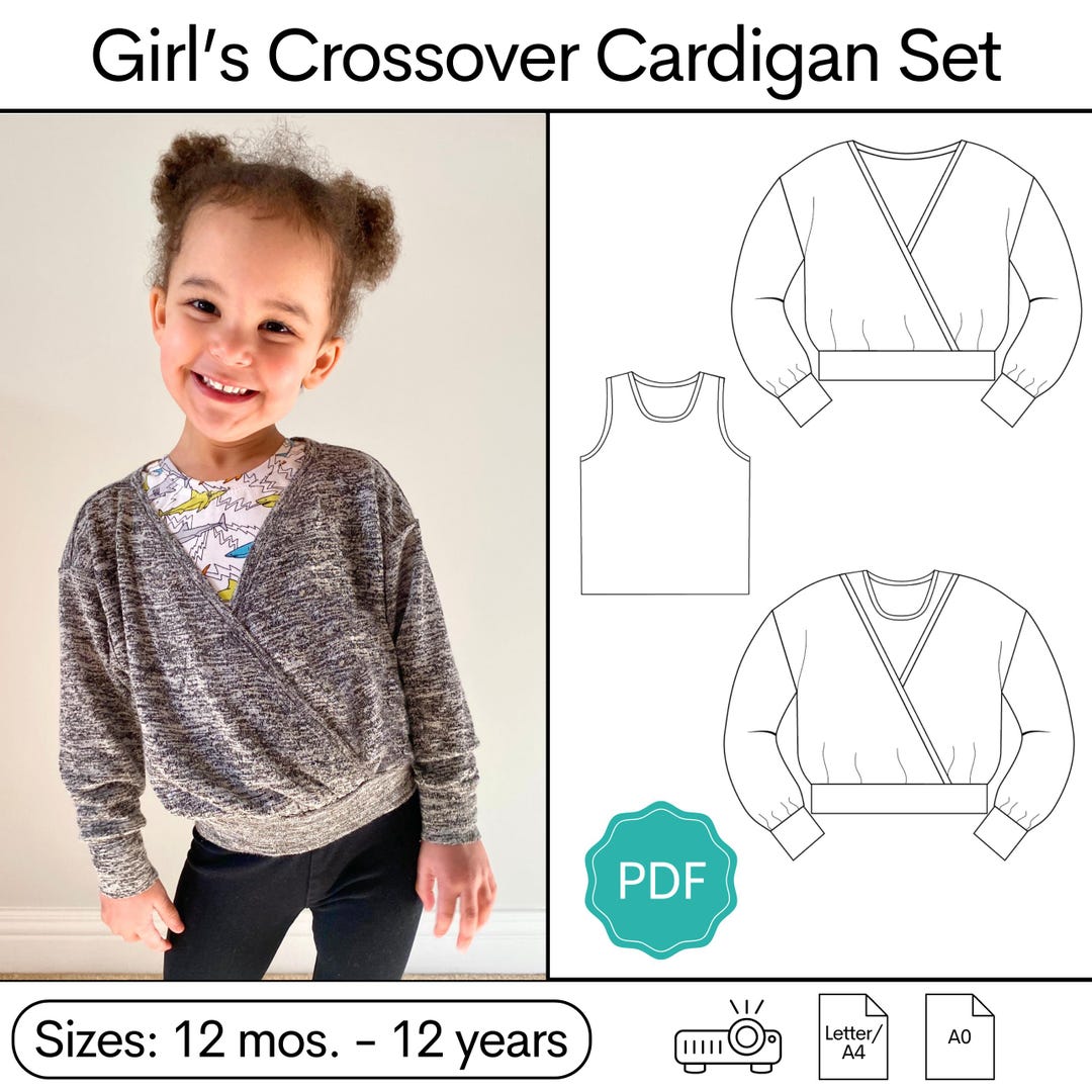 Girl's Crossover Cardigan Set Pattern - Etsy