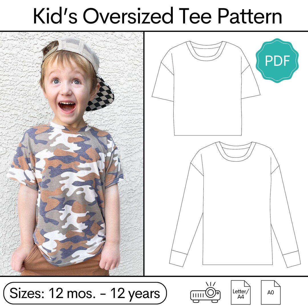 Kid's Oversized Tee Pattern - Etsy
