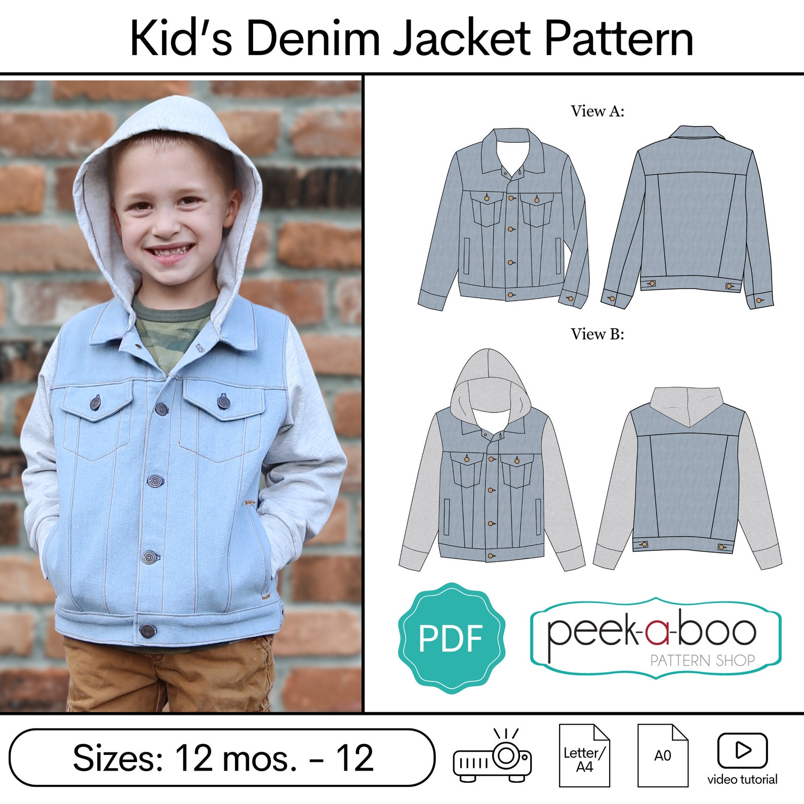Kid's Denim Jacket PDF Sewing Pattern - Etsy