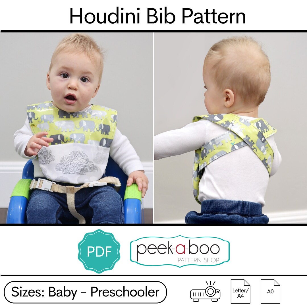 Houdini Bib Sewing Pattern / Full Coverage Baby Bib / Bib With Snaps ...