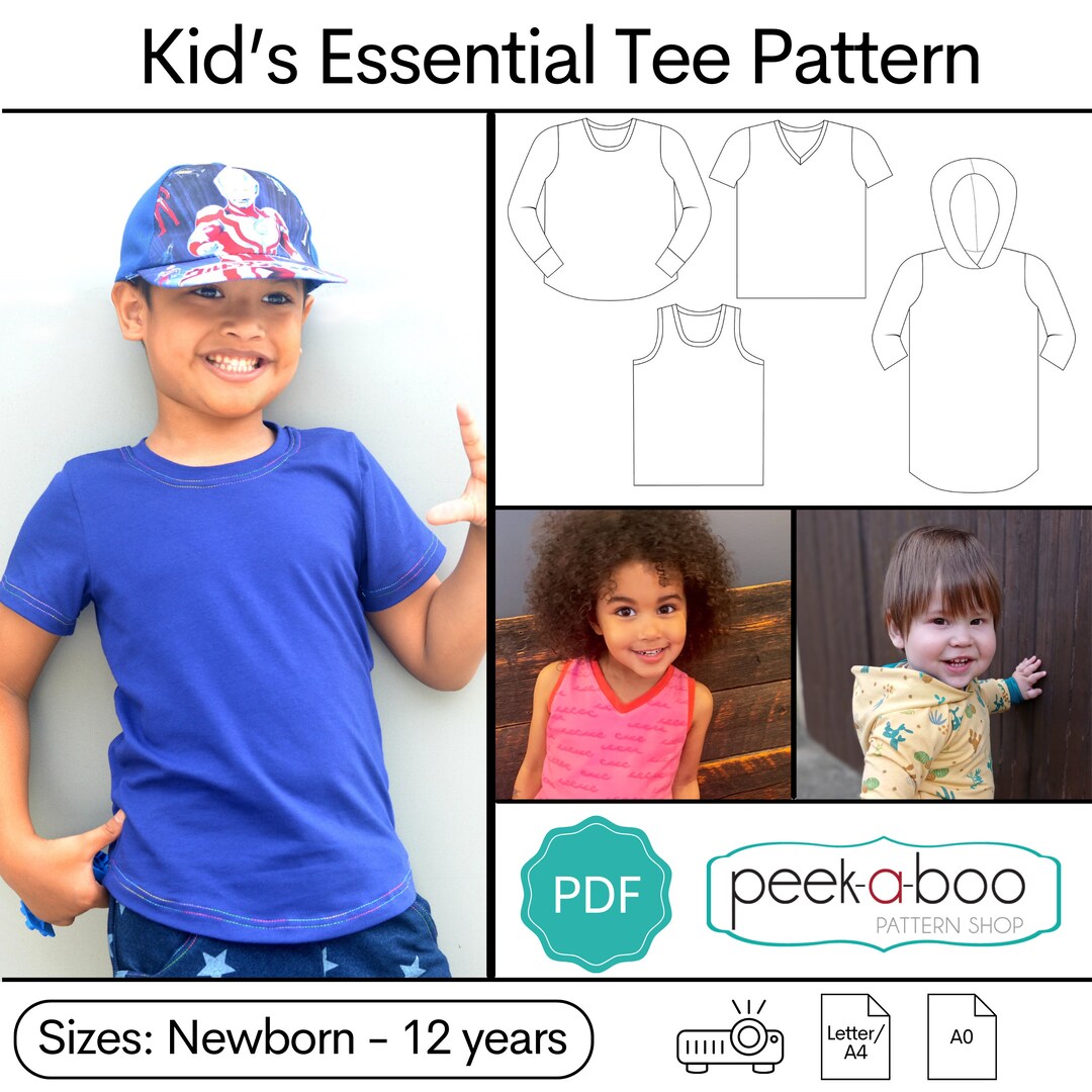 Kid's Essential Tee PDF Sewing Pattern - Etsy