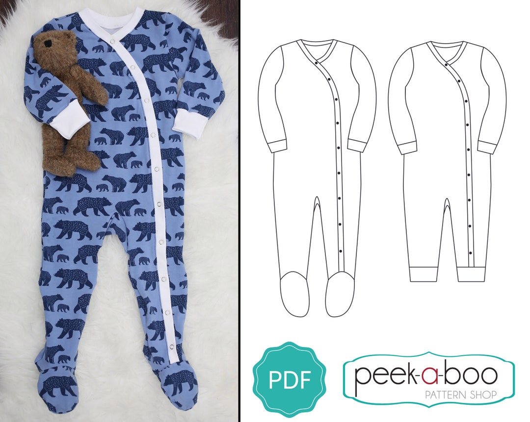 Lullaby Line Snap Pajamas: Baby Pajamas Sewing Pattern, Footed Pajamas ...