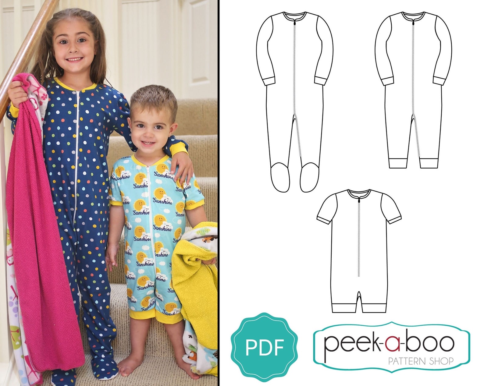Classic Zipper Pjs: Footie Pajamas Pattern Footed Pajamas - Etsy