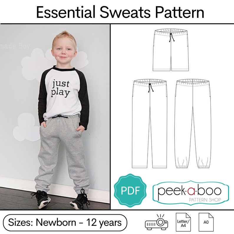 Essential Sweats: Sweat Pants Sewing Pattern, Kids Pants Pattern - Etsy