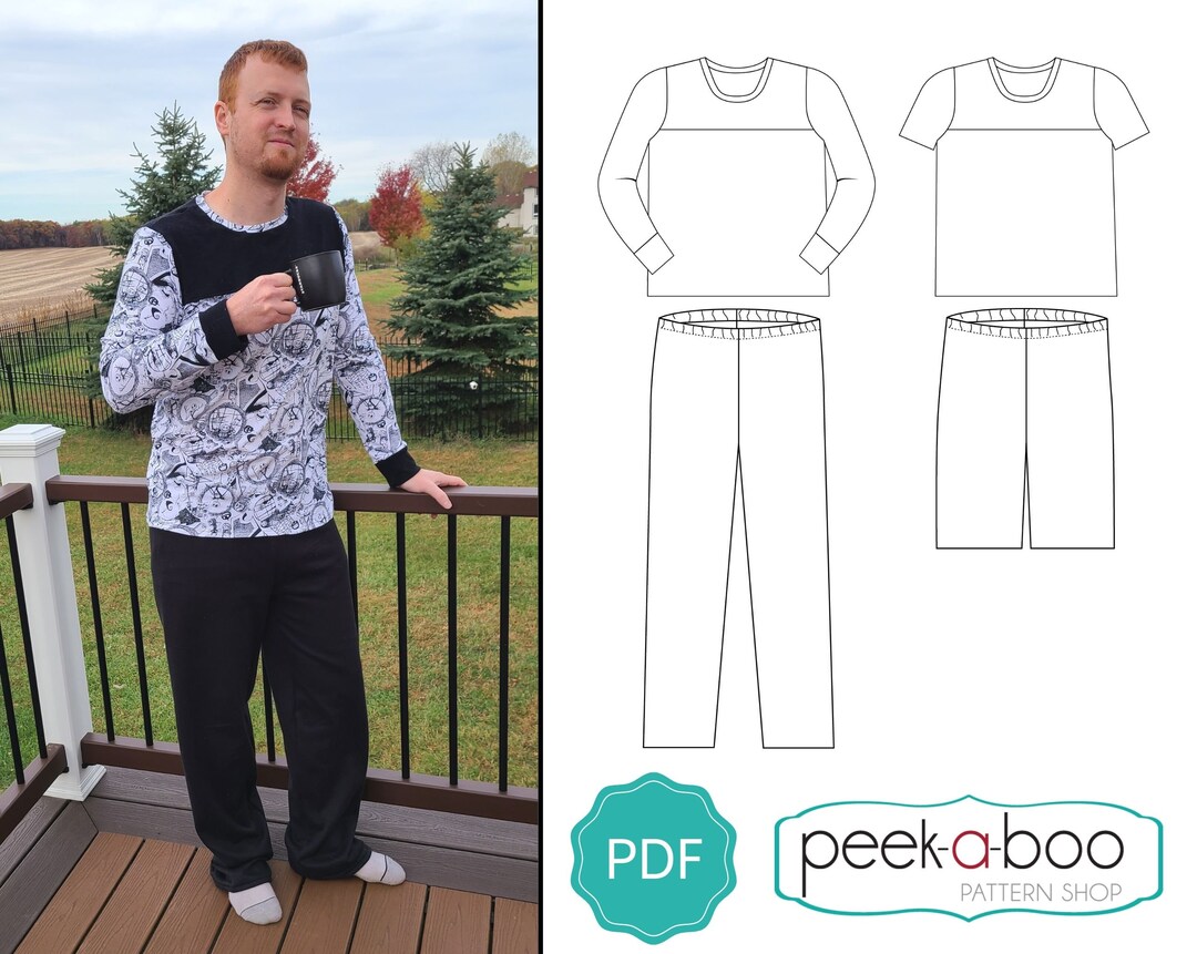 Men's Night Owl Pajamas PDF Sewing Pattern - Etsy