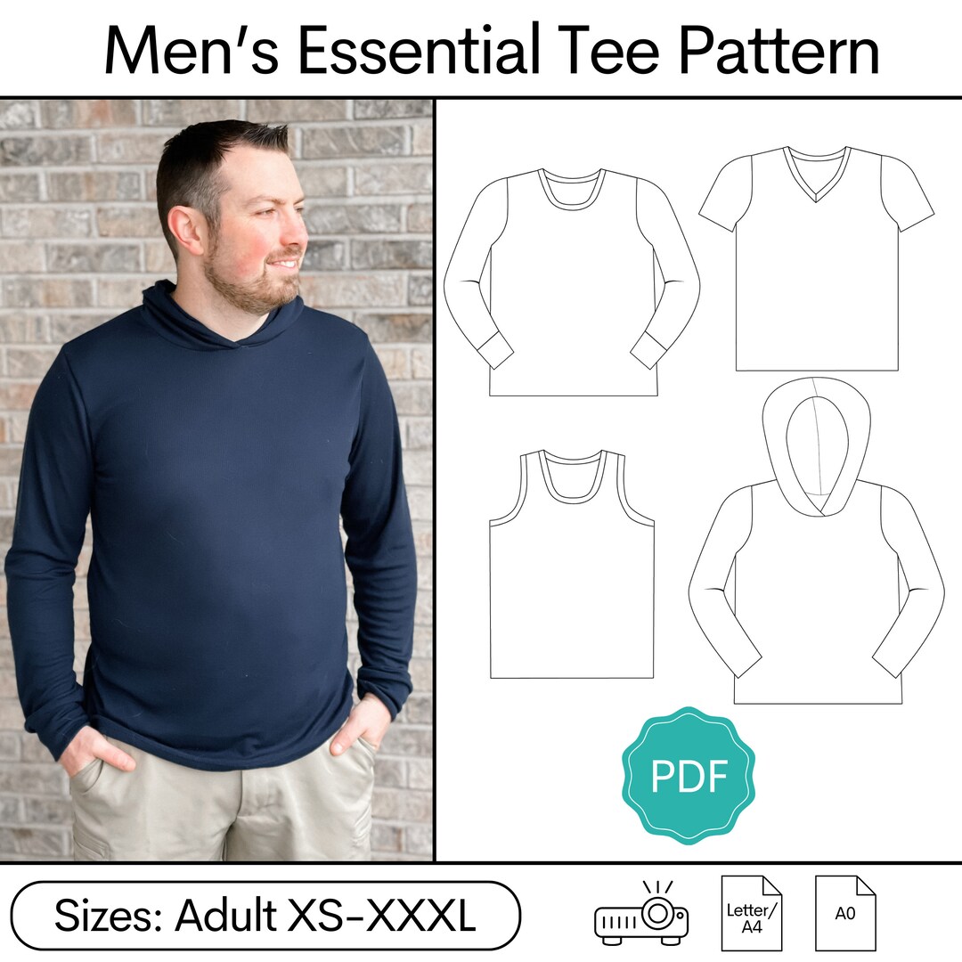 Men's Essential Tee Sewing Pattern - Etsy