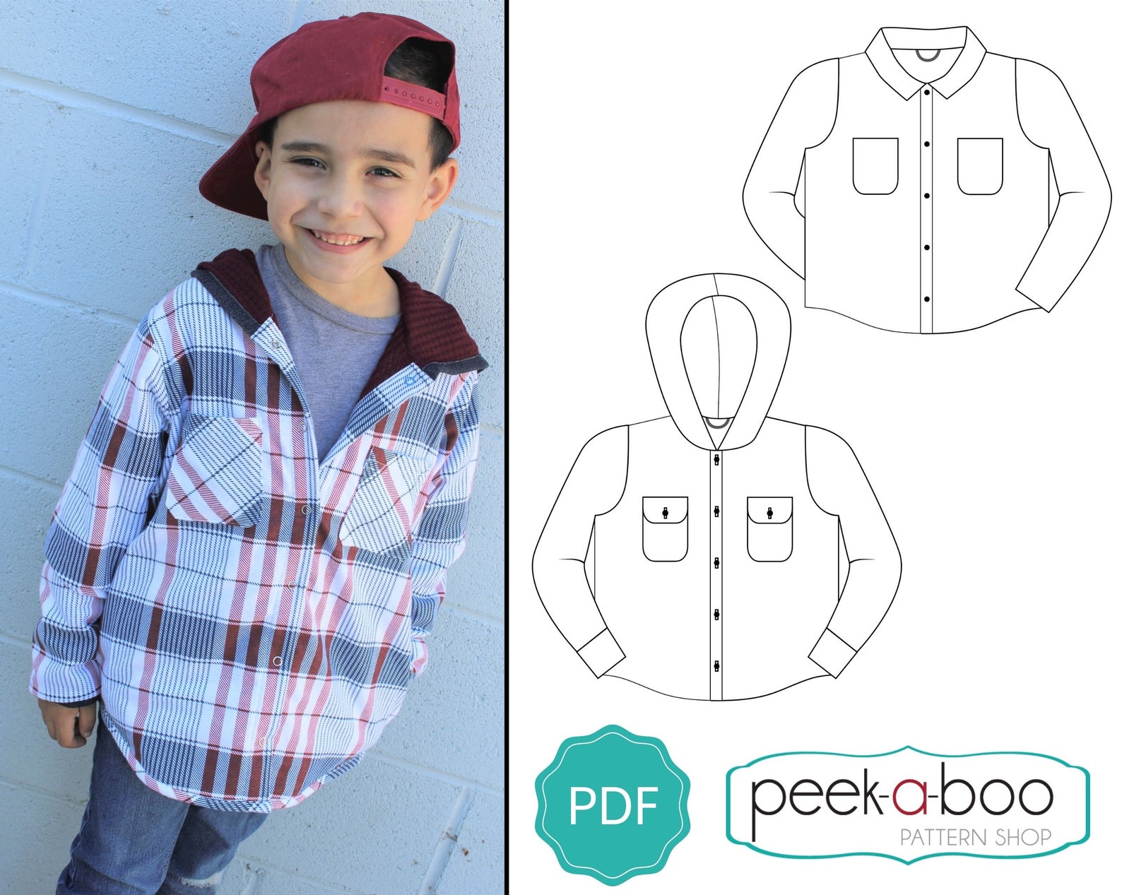 Kid's Shirt Jacket PDF Sewing Pattern Kid's Shacket - Etsy
