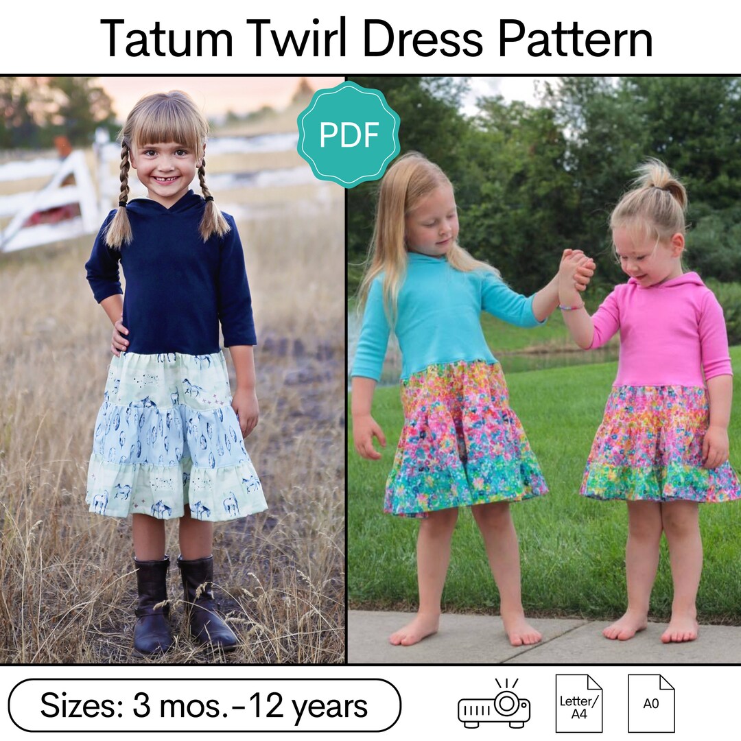 Tatum Twirl Dress: Girls Dress PDF Sewing Pattern, Twirl Dress Sewing ...