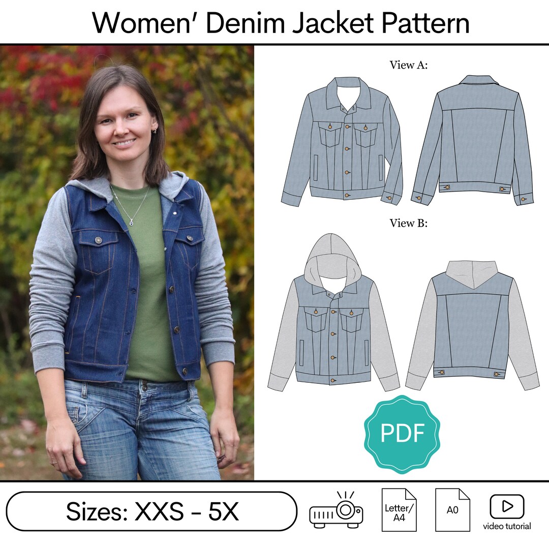 Women's Denim Jacket Pattern - Etsy