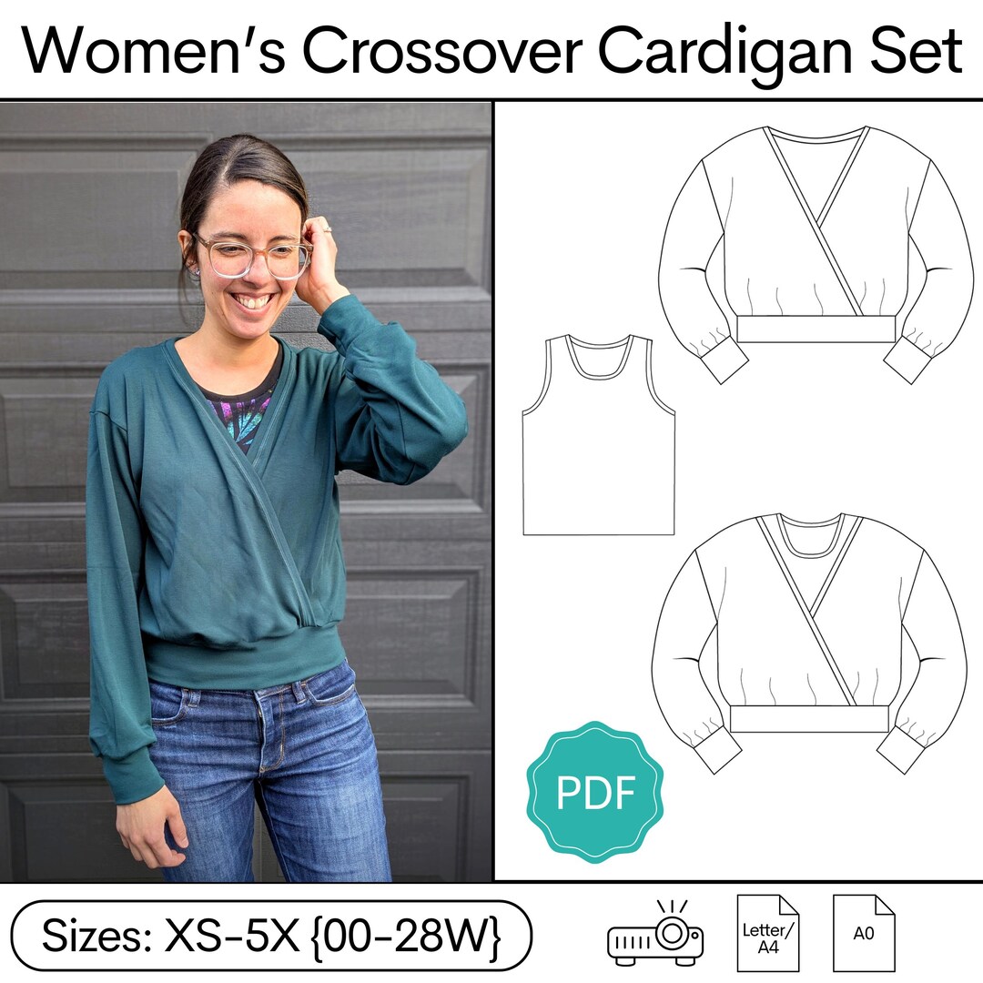 Women's Crossover Cardigan Set Pattern - Etsy