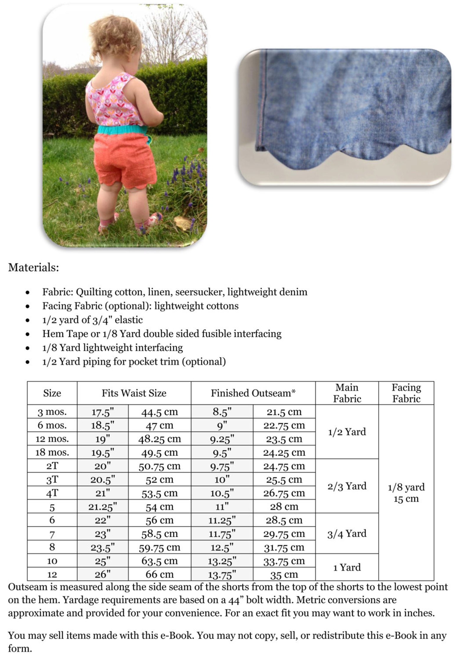 Seaside Scallop Shorts Sewing Pattern - Etsy