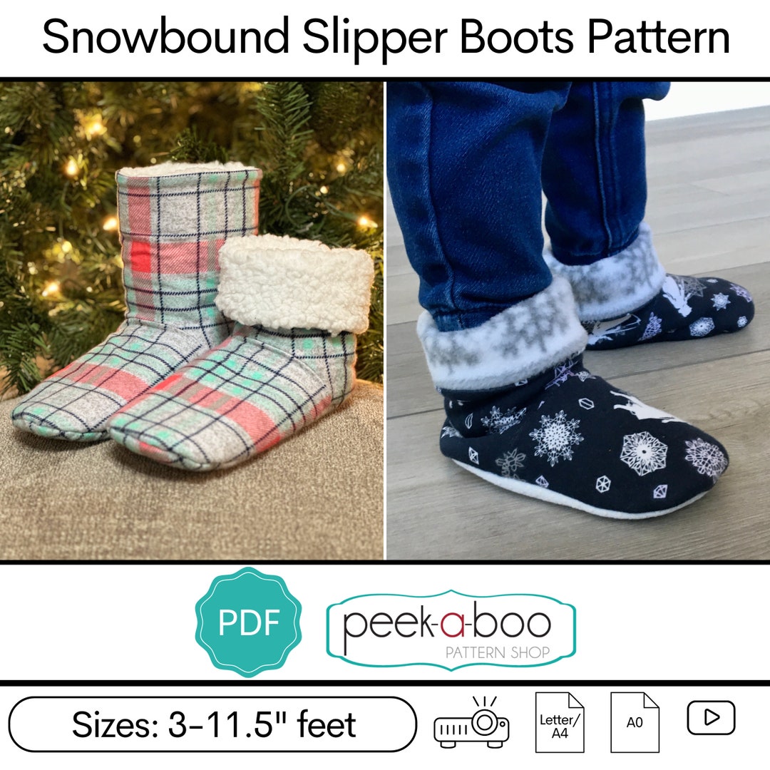Snowbound Slipper Boots Sewing Pattern - Etsy