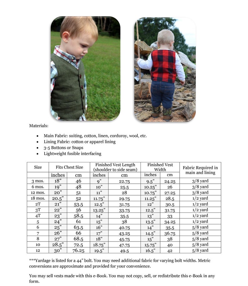 Little Gentleman Vest Sewing Pattern: Boys Vest Pattern Baby - Etsy