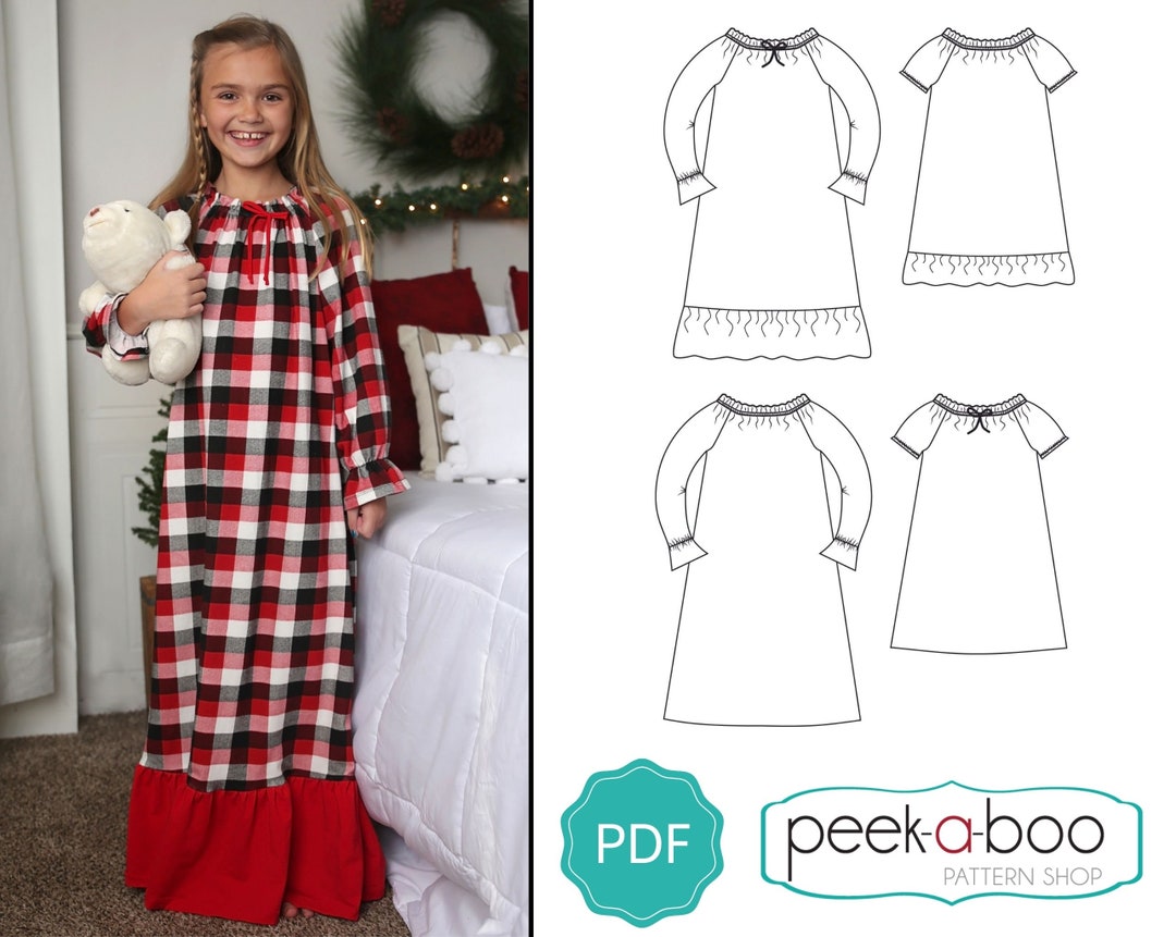 Clara Nightgown Sewing Pattern: Girls Nightgown Pattern, Long Nightgown ...
