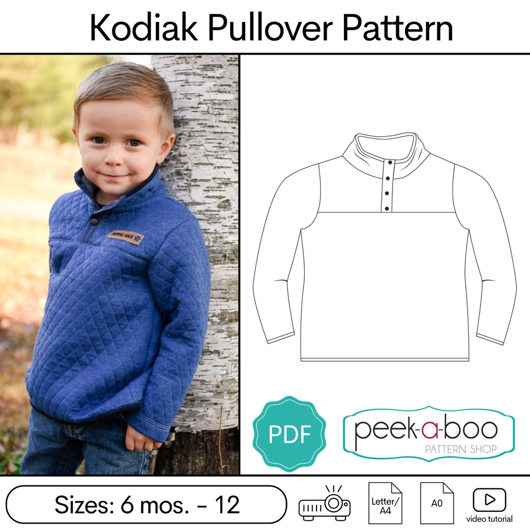 Kodiak Pullover: Kid's Snap Neck Pullover PDF Sewing Pattern - Etsy