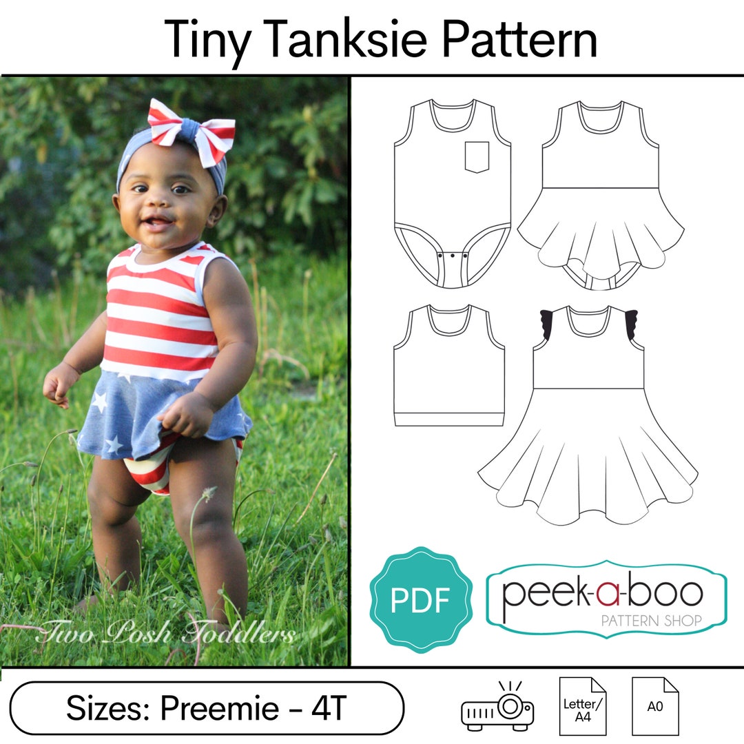 Tiny Tanksie Sewing Pattern: Bodysuit Pattern, Baby Tank Top Pattern ...