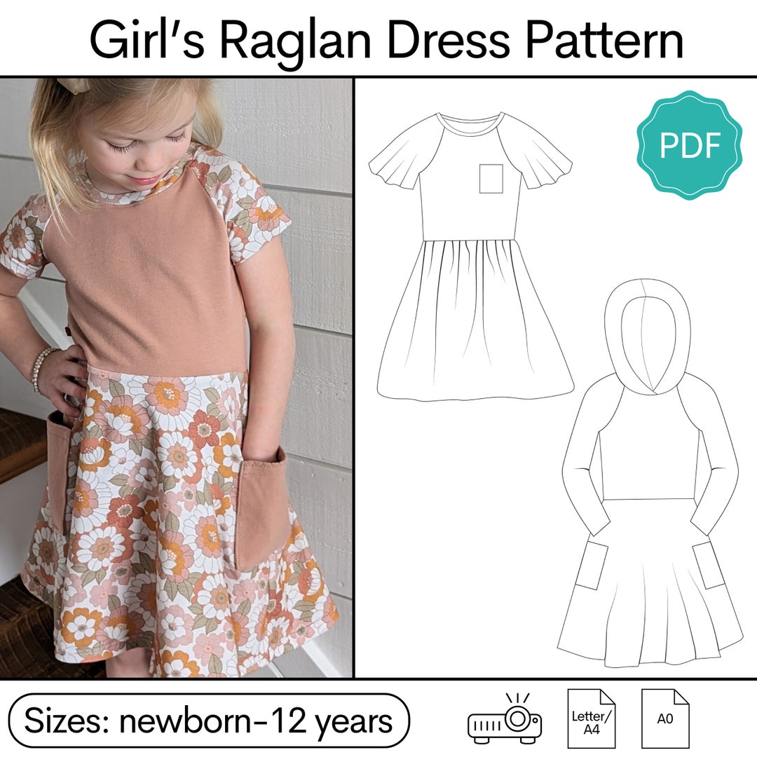 Girl's Raglan Dress Sewing Pattern - Etsy