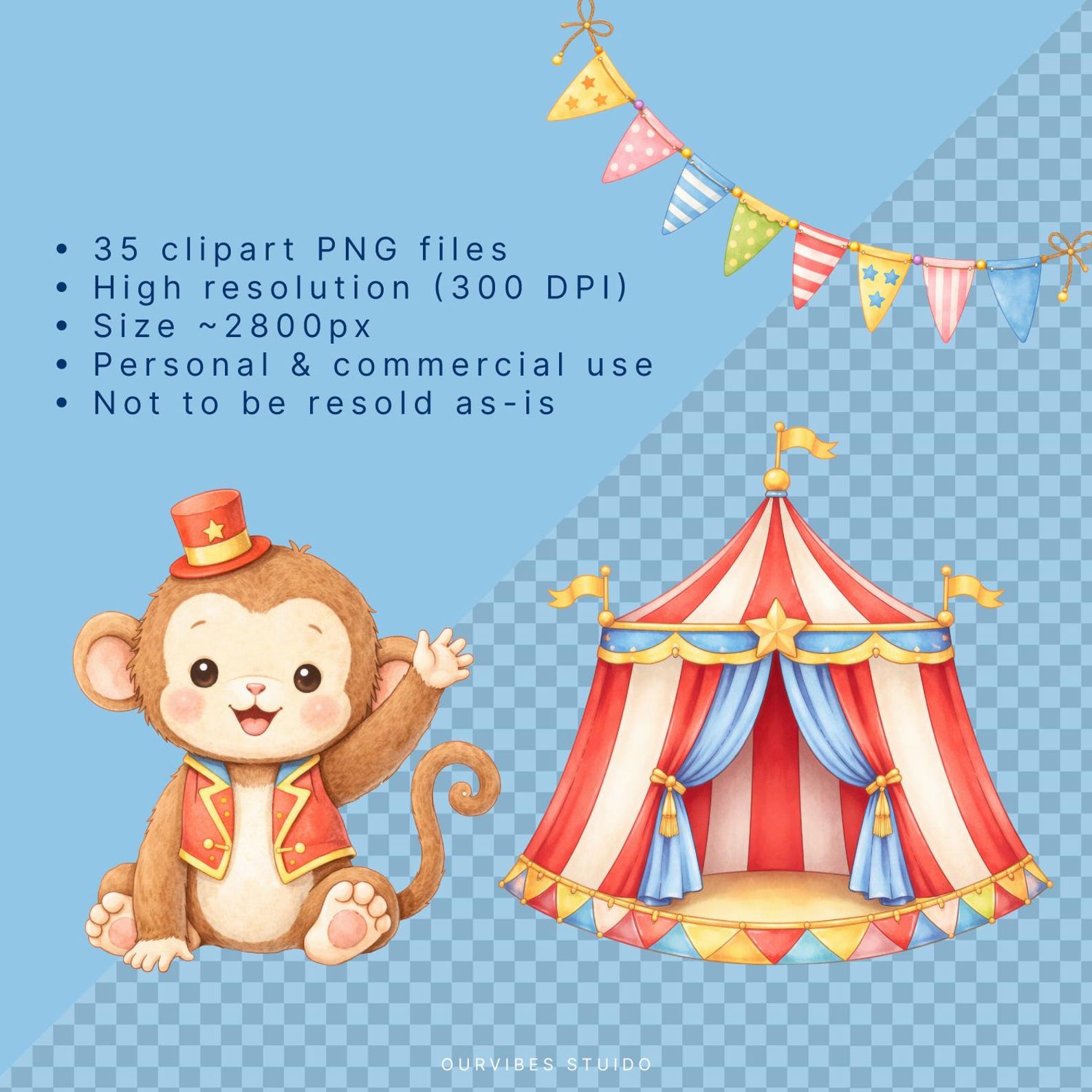 Circus Animals Clipart Watercolor Clipart, Storybook Nursery ...