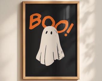 Cute and Spooky Digital Art "boo" Poster, Vintage Halloween, Retro ...