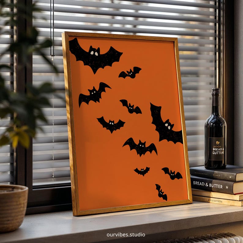 Spooky Halloween Wall Art Set: Ghosts, Pumpkins, Bats (digital Download ...