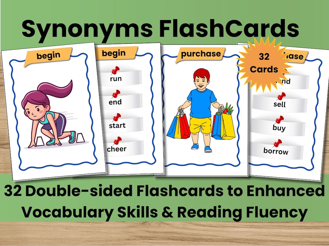 Synonyms Flashcards Printable 5x7 Double-sided Cards | Boost Reading ...