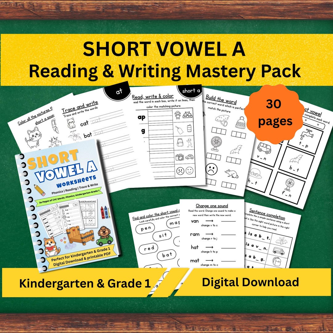 Short Vowel A Worksheets | CVC Words Phonics Pack | Skill-based Reading ...