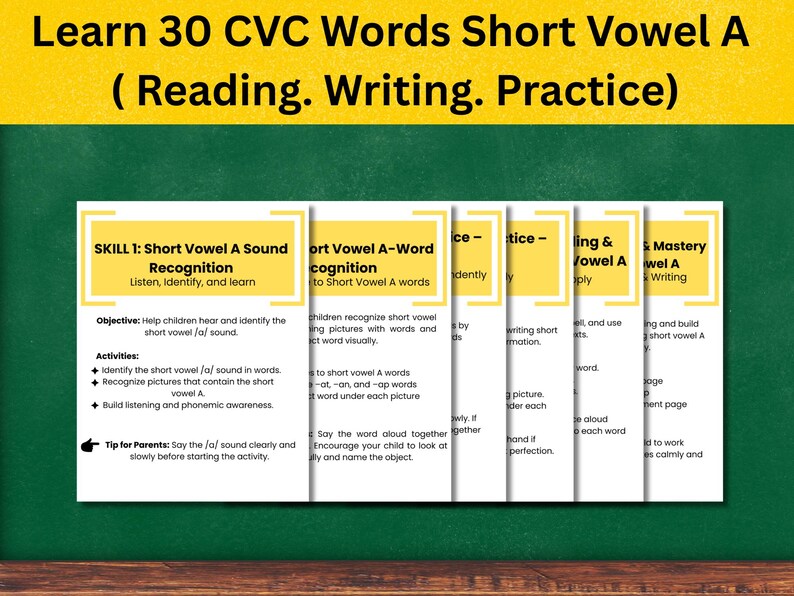 Short Vowel A Worksheets | CVC Words Phonics Pack | Skill-based Reading ...