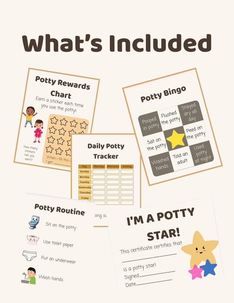 Potty Training Printable Bundle – Rewards Chart, Routine Visuals ...