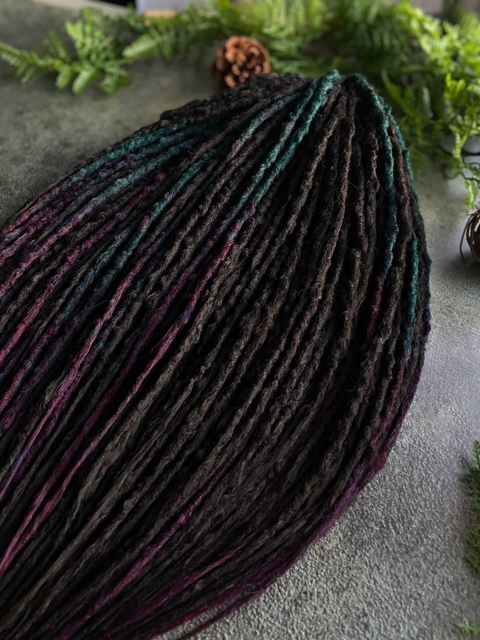 Dark Brown Green to Burgundy Synthetic Dreadlocks, Textured Dreadlock ...