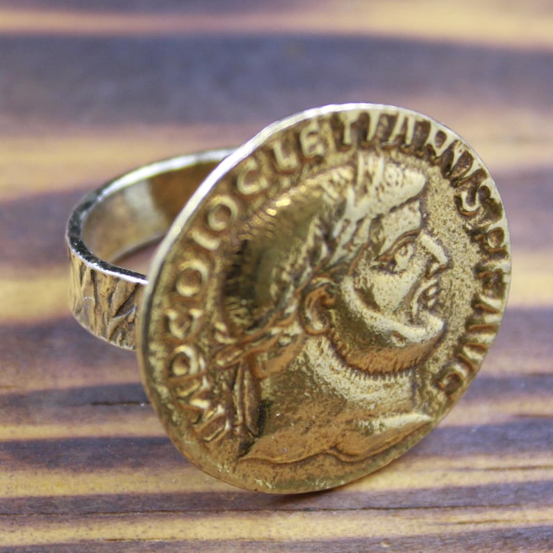 Handmade Bronze Caesar Coin Ring With Sterling Silver Band: Ancient ...