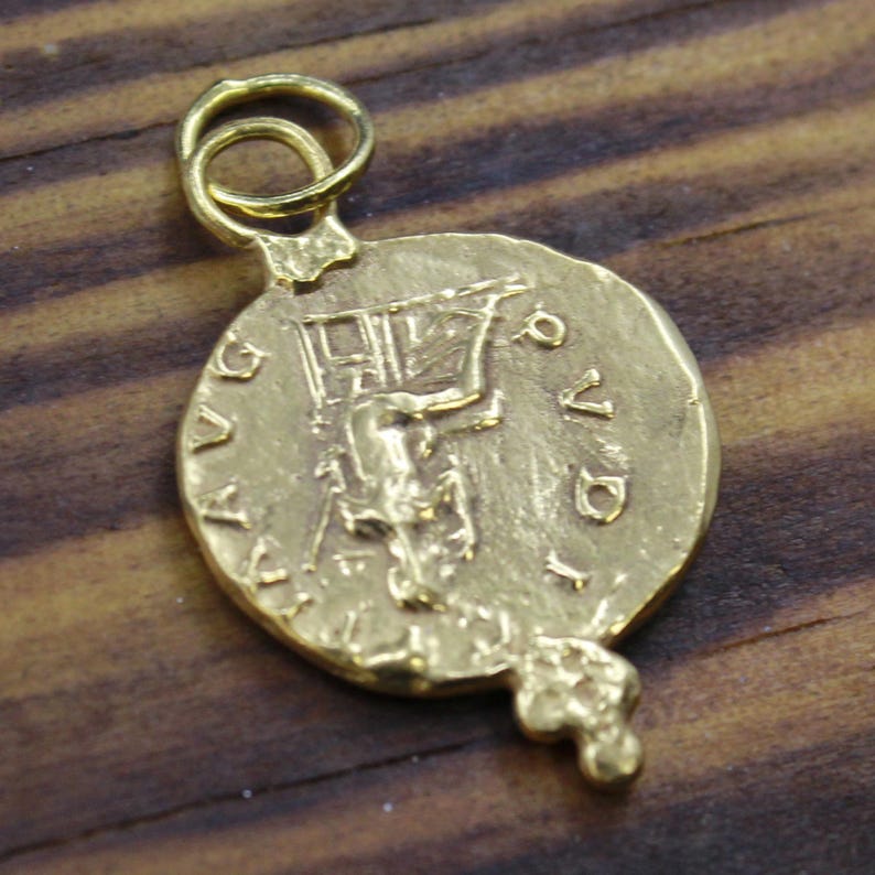 Handmade Bronze Roman Julius Caesar Coin Pendant: Intaglio Sterling ...