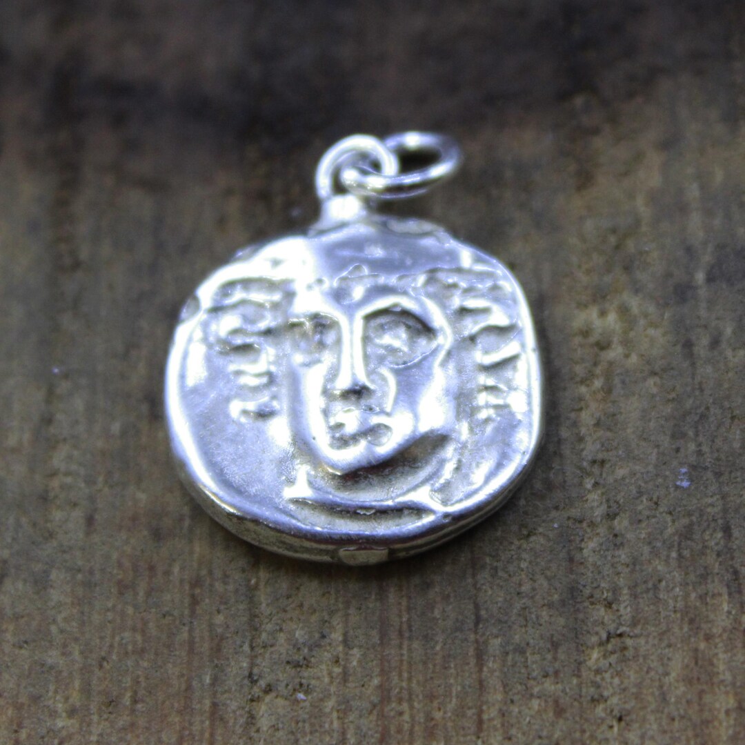 Handmade Ancient Roman Bronze Apollon Coin Pendant: Sterling Silver ...
