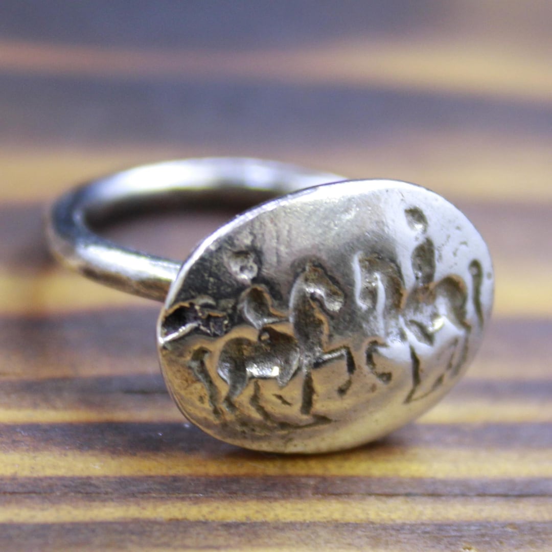 Ancient Roman Bronze Coin Intaglio Ring: 925 Sterling Silver ...
