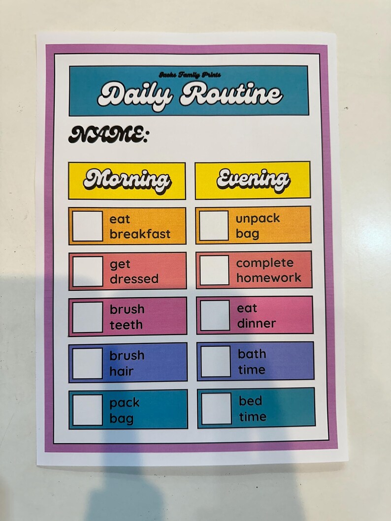 Kids Daily Routine Chart | Morning & Evening Checklist Printable | A4 ...
