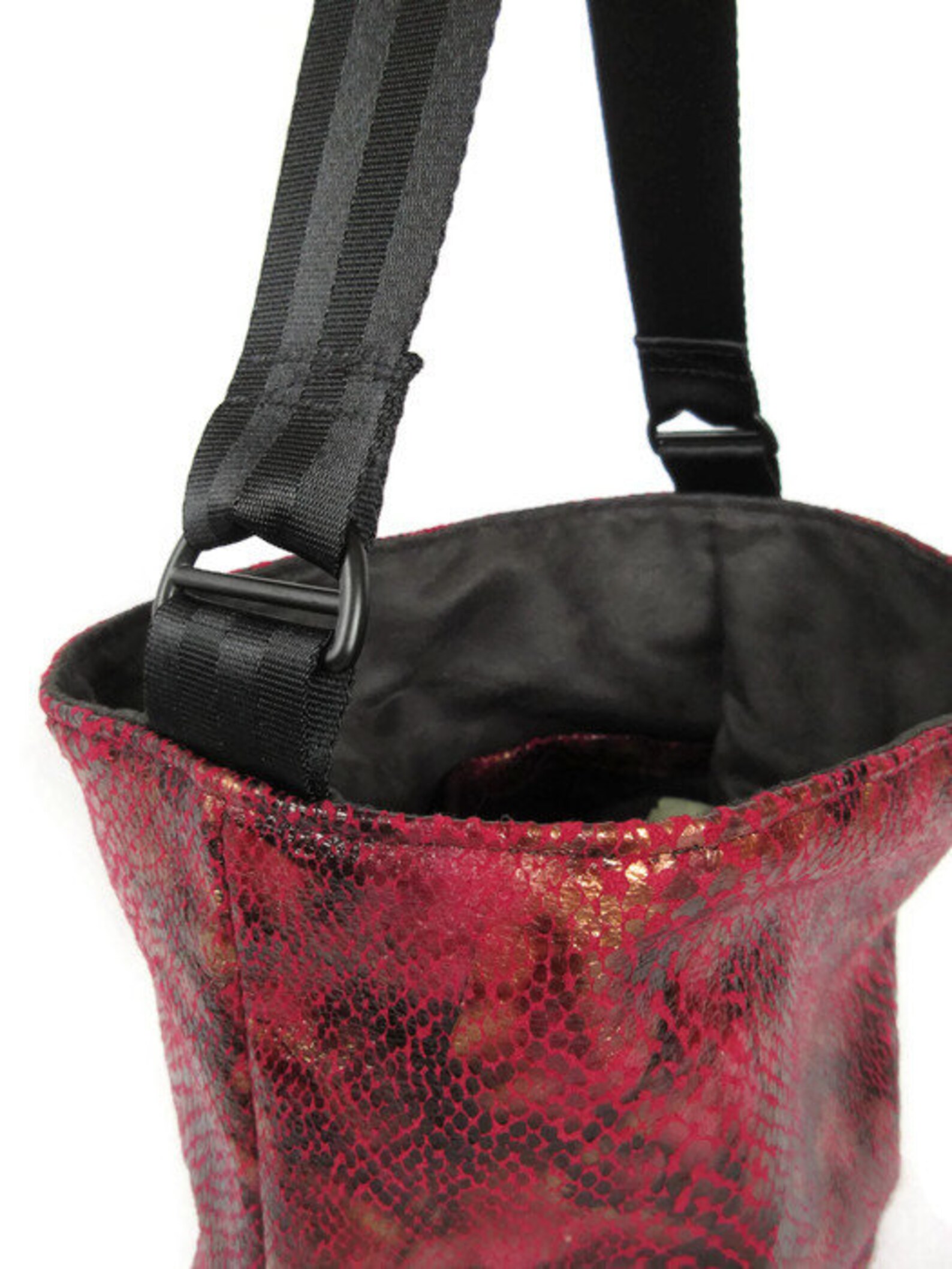 Red Faux Snake Skin Bucket Bag: Rockabilly Shoulder Purse - Etsy