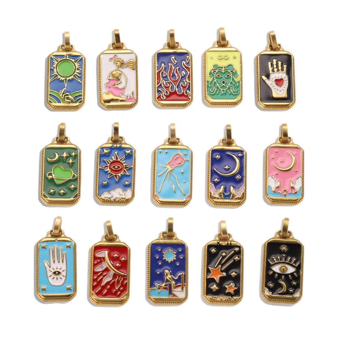 1pc Gold Filled Stainless Steel Tarot Card Pendants for Necklace Making ...