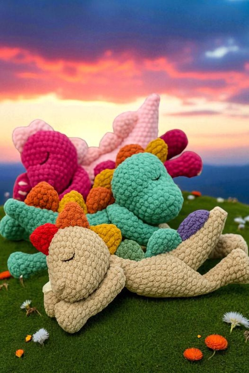 Sleepy Snuggle Saurus Crochet Pattern – Cute Baby Lovey Dino Plush ...