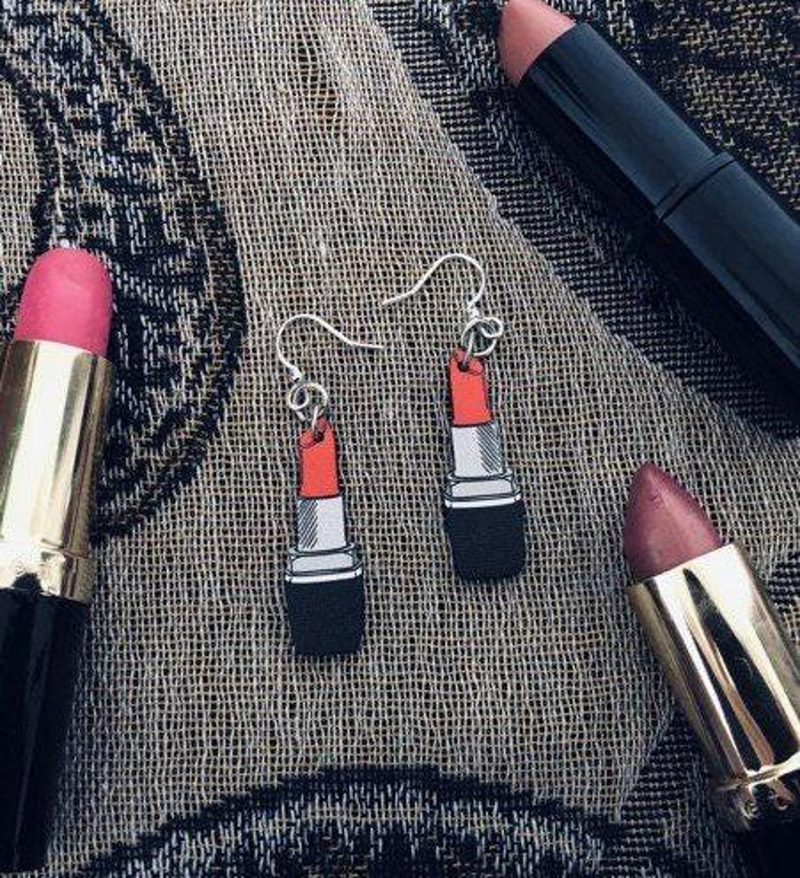 Lipstick Earrings #1646 - Etsy