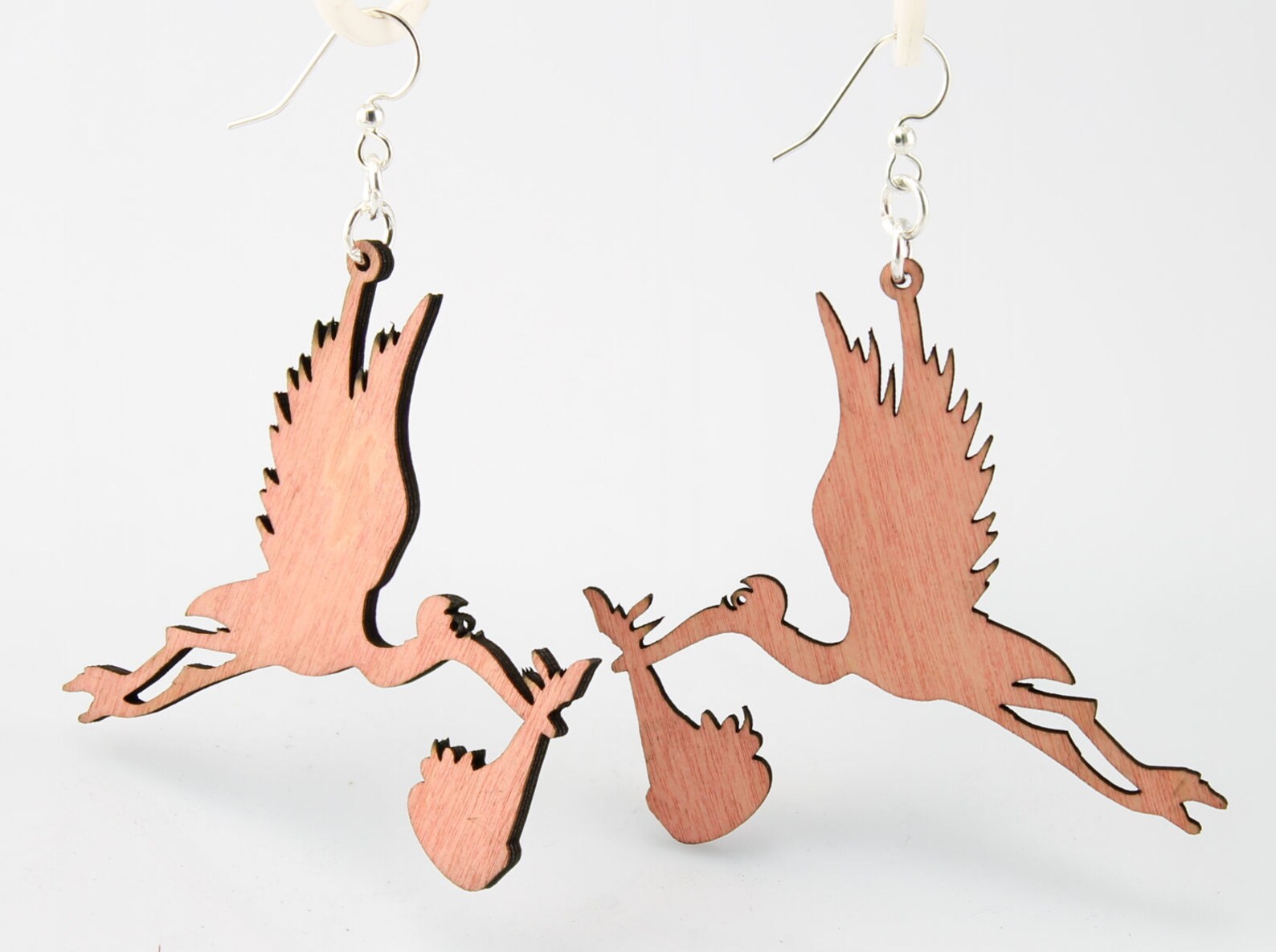 Storks Carrying Babies Laser Cut Wood Earrings - Etsy