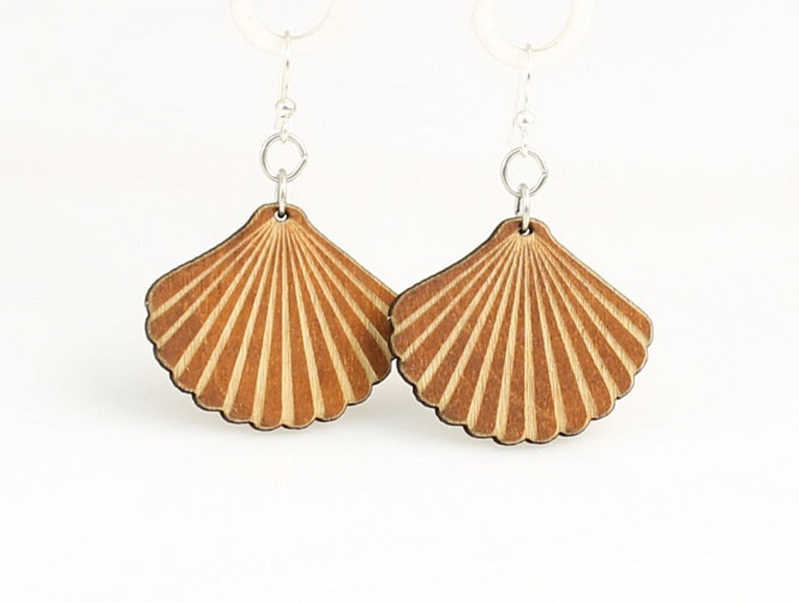 Wood Shell Earrings Laser Cut Reforested Wood - Etsy