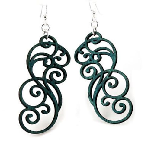 Scroll Work Laser Cut Wood Earrings - Etsy