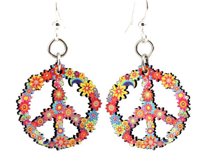Tie-dye Peace Sign Earrings, Peace Sign, Circle Earrings, New Colors ...