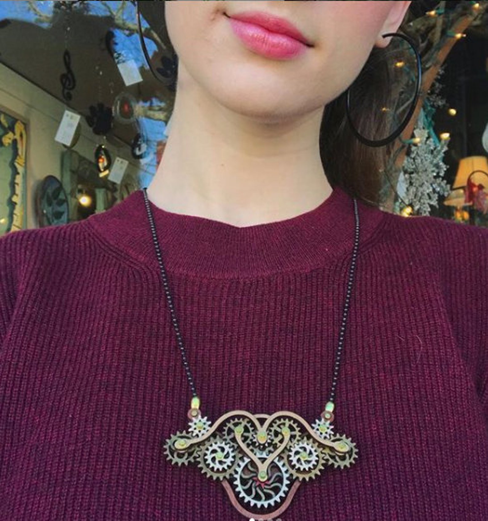 Wood Steampunk Kinetic Wing Gear Pendant 6004G Earth | Etsy