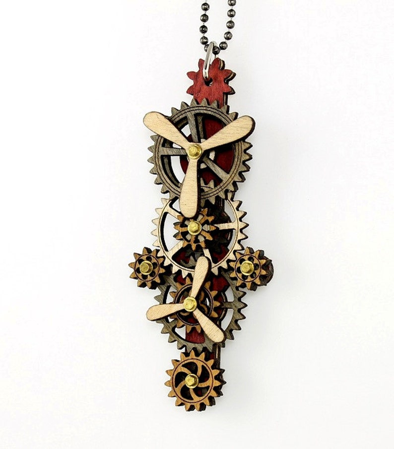 Wood Vertical Prop Gear Pendant #6005C -touch on Gear They All Move - Etsy