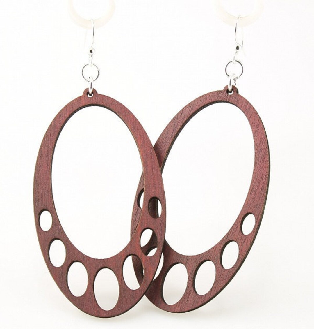 Oval Hanging - Wood Earrings Laser Cut - Etsy