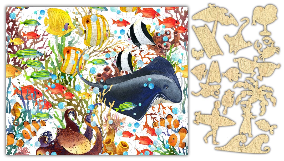 Whimsical Under the Ocean Surface Puzzle #6808 - Wooden Jigsaw Puzzle ...