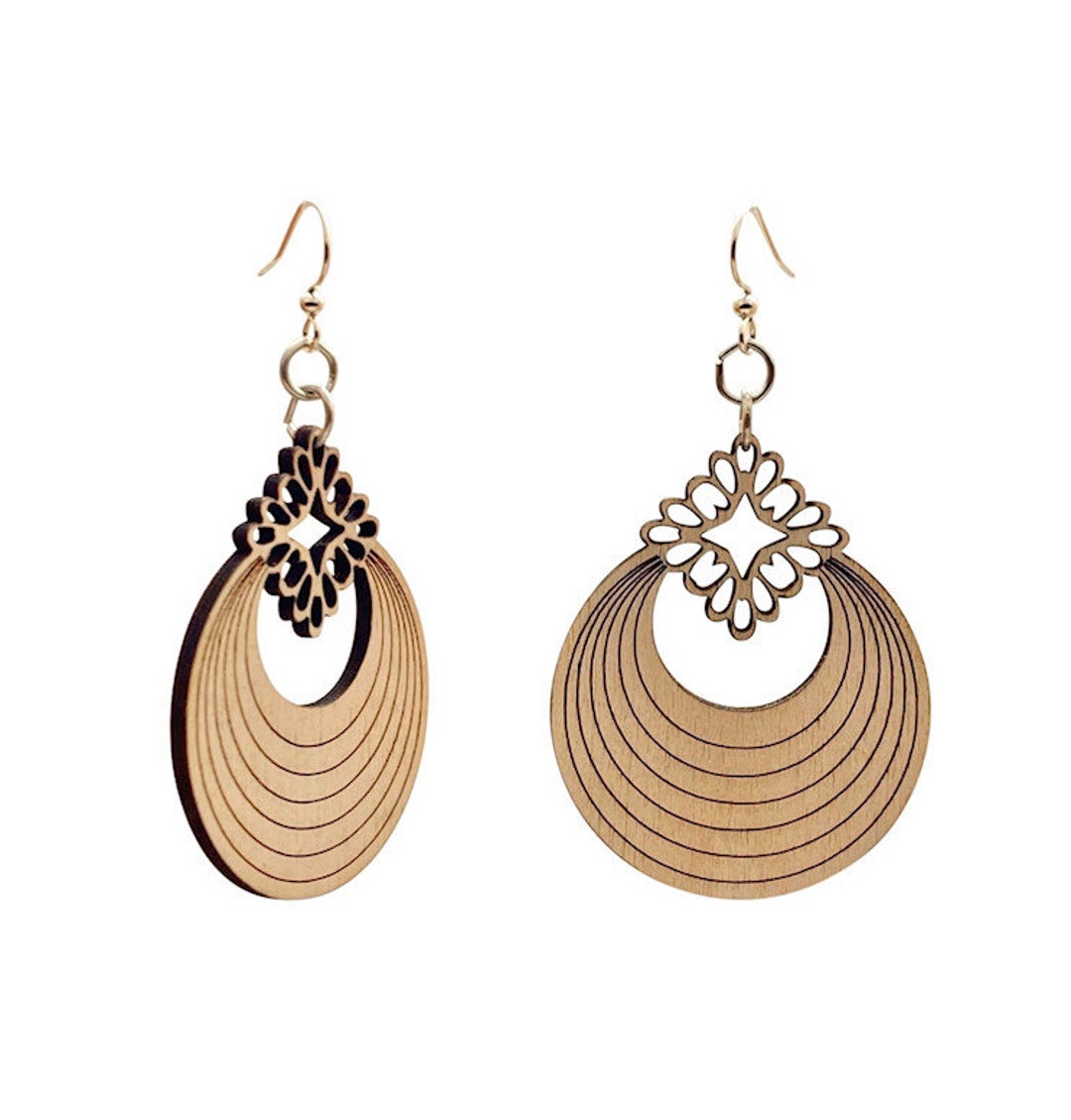 Ornamental Circlet Earrings 1288 Laser Cut Wood Super Light Weight ...