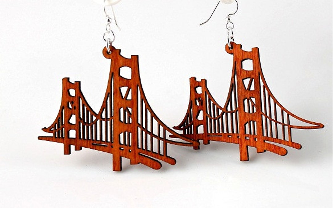 Golden Gate Bridge Wood Earrings - Etsy